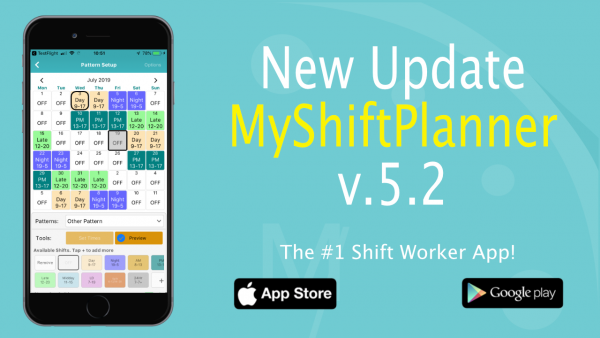 New Update Version 5.2 of My Shift Planner - MyShiftPlanner