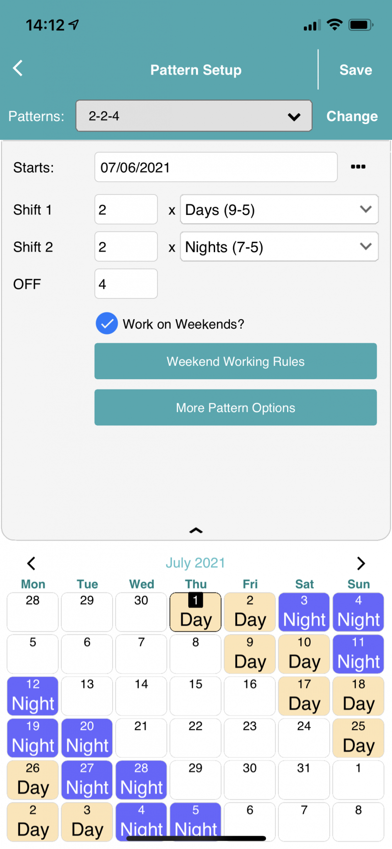2-2-4 Shift Pattern - MyShiftPlanner