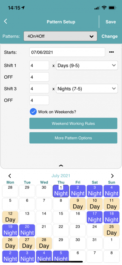 4On 4Off Shift Pattern - MyShiftPlanner