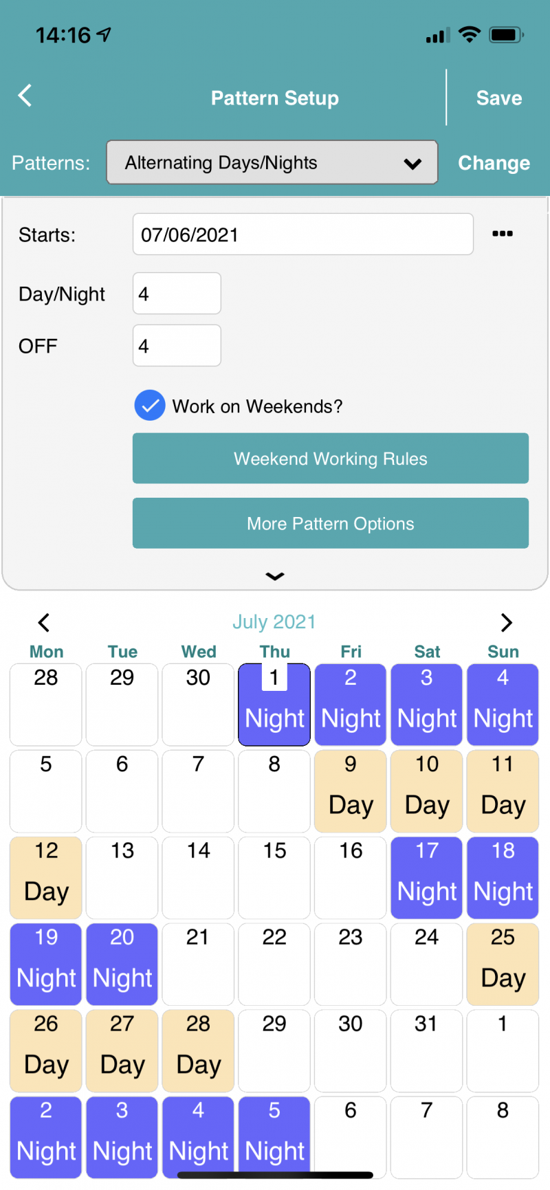 Alternating Days Nights Shift Pattern - MyShiftPlanner
