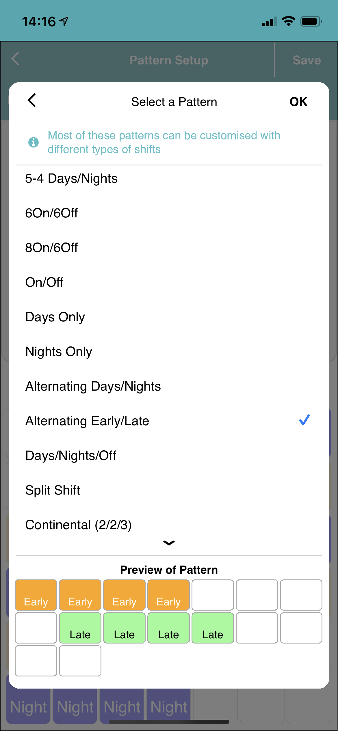 Alternating Early Late Shift Pattern - MyShiftPlanner