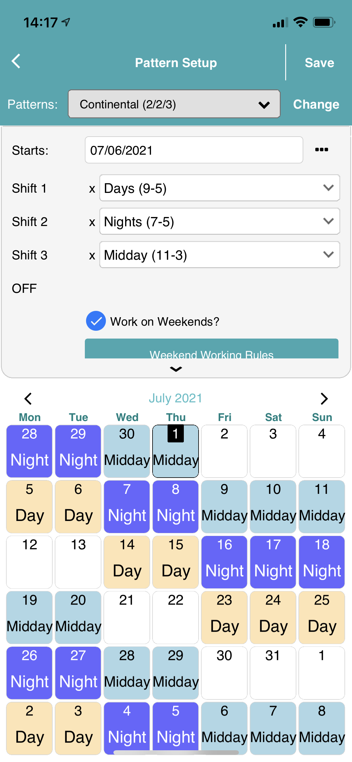 Continental 2 2 3 Shift Pattern - MyShiftPlanner