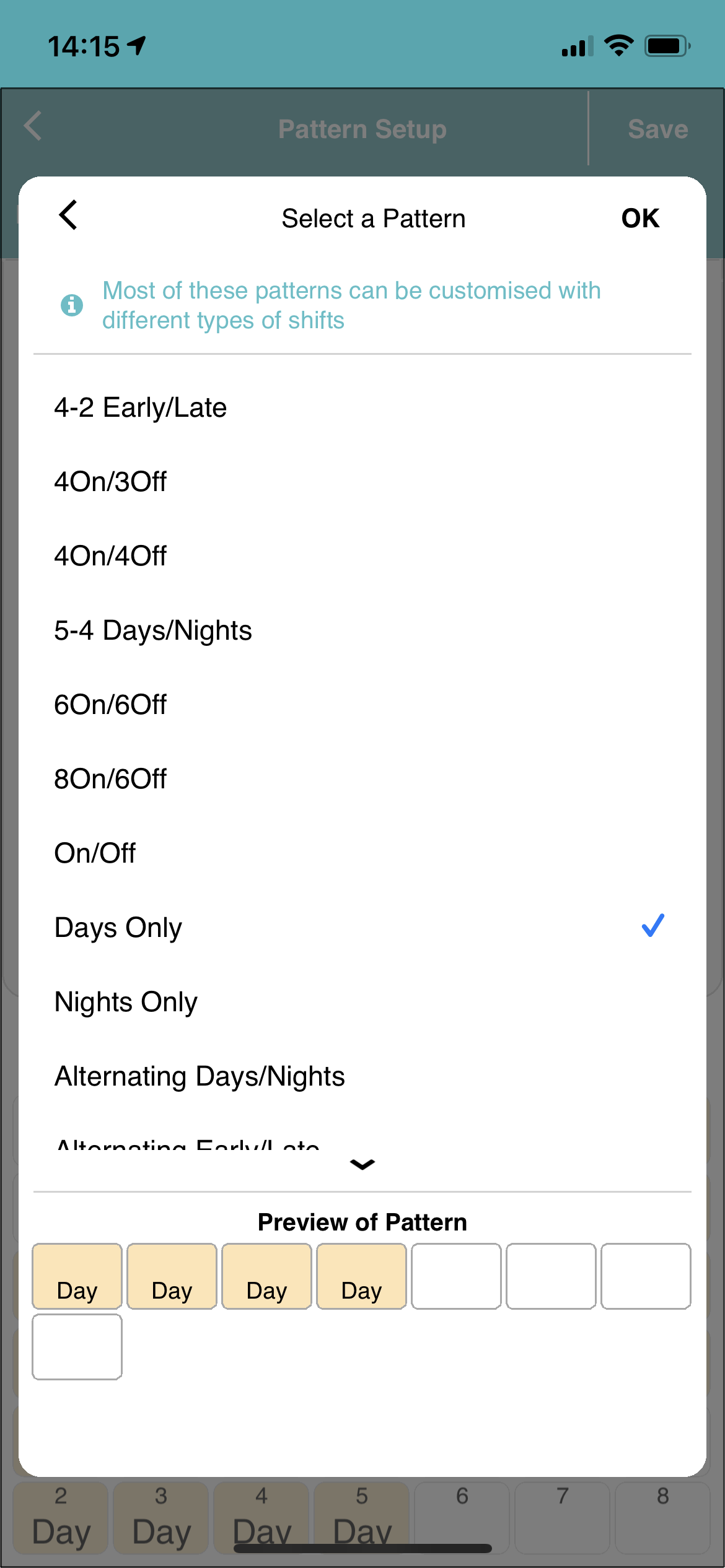 Days Only Shift Pattern - MyShiftPlanner